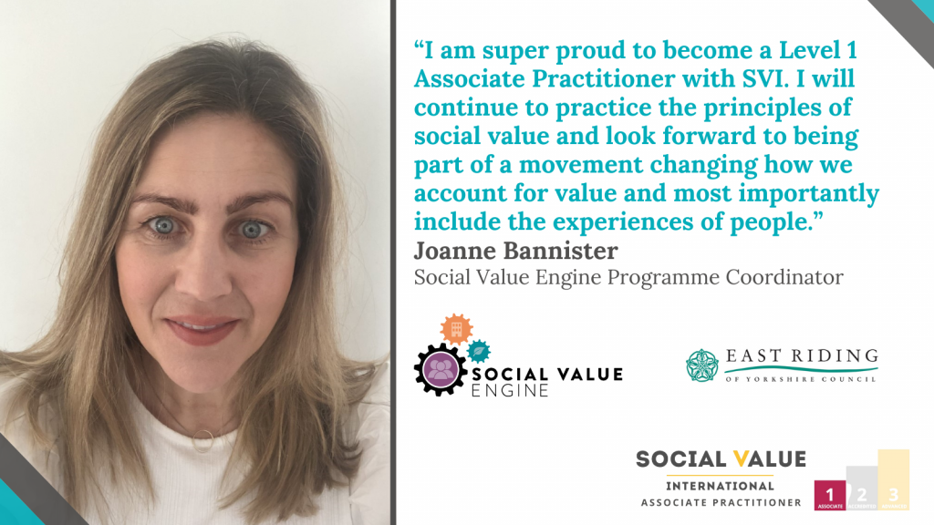 Congratulations Joanne Bannister – now a Level 1 Associate Practitioner! - Social Value UK