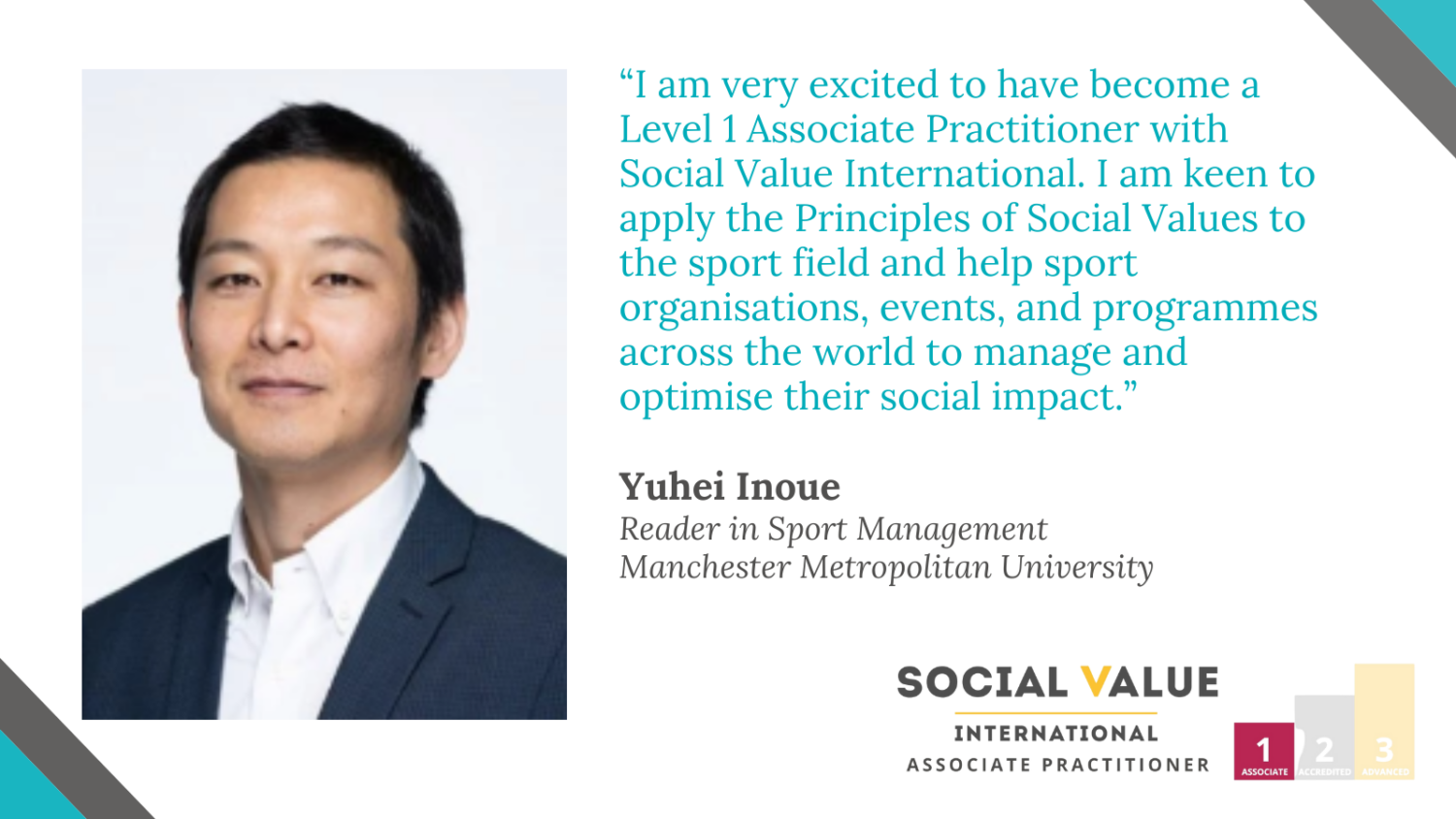 New Level 1 Associate Practitioner - Yuhei Inoue - Social Value UK