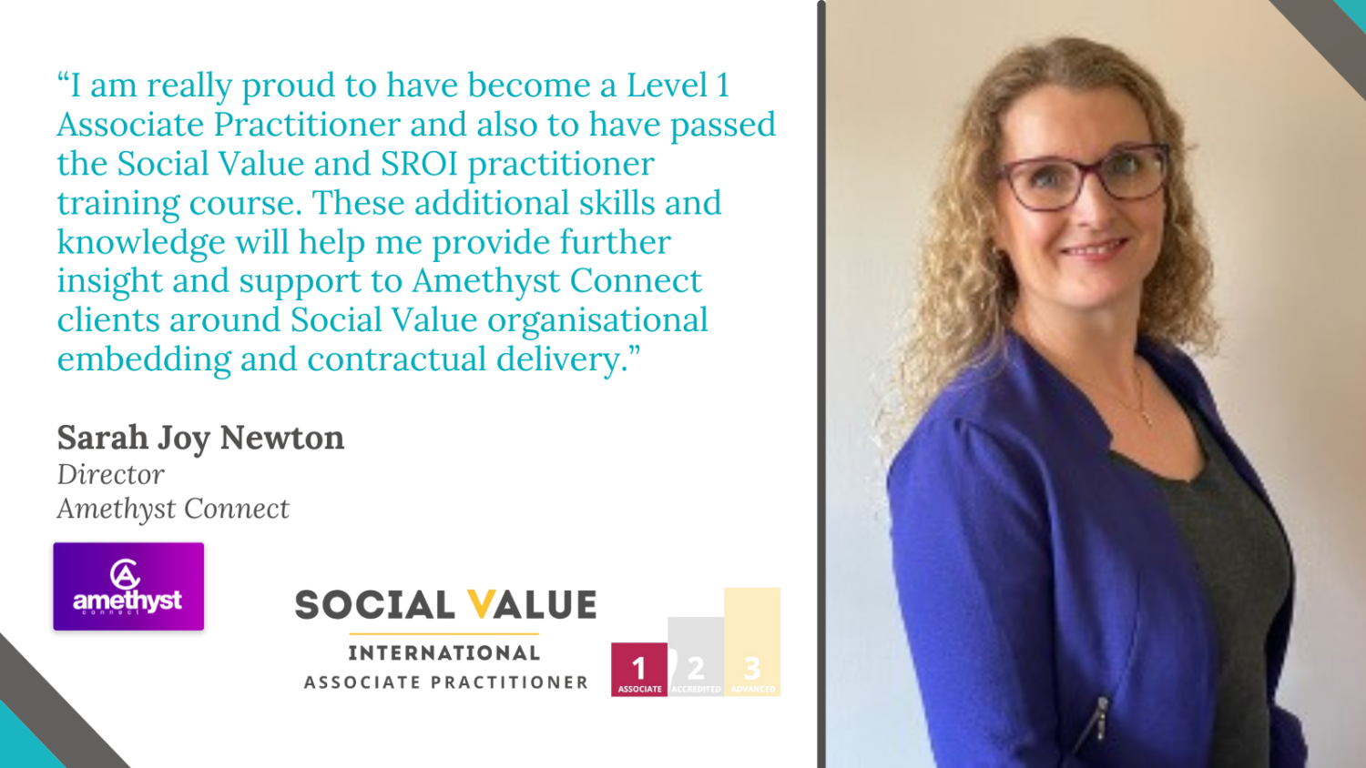 New Level 1 Social Value Associate - Sarah Joy Newton - Social Value UK